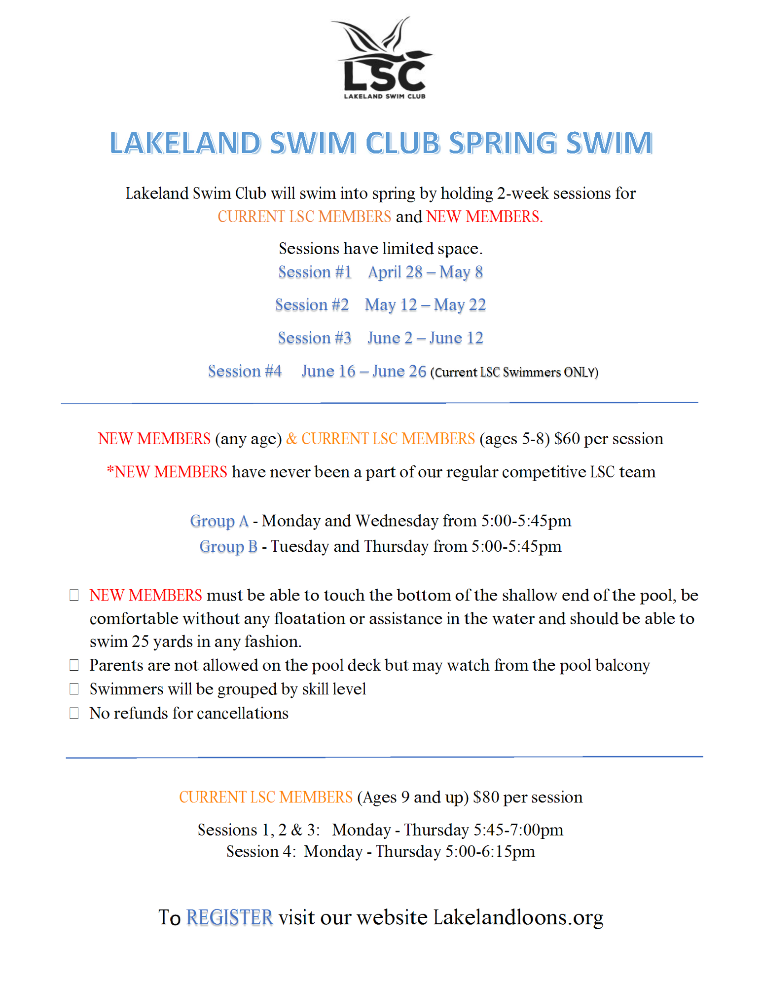 Spring Swim Registration is Now Open!